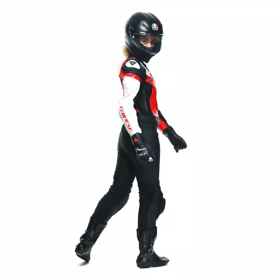 MIRAGE LADY LEATHER 2PCS SUIT | BLACK/LAVA-RED/WHITE | Dainese