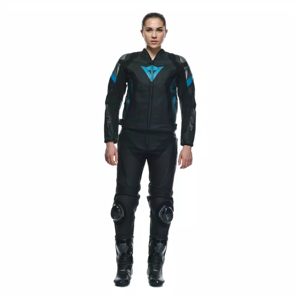 AVRO 5 LEATHER JACKET WMN | BLACK/TEAL/ANTHRACITE | Dainese