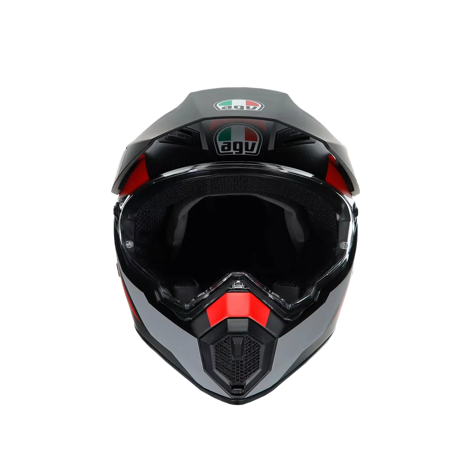 AX9 REFRACTIVE ADV MATT CARBON/RED - MOTORBIKE FULL FACE HELMET E2205 | AGV