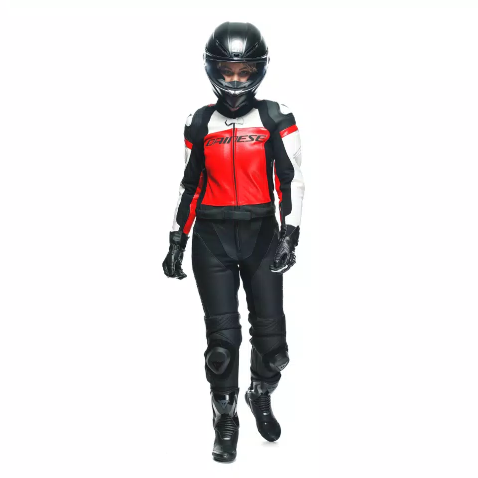 MIRAGE LADY LEATHER 2PCS SUIT | BLACK/LAVA-RED/WHITE | Dainese