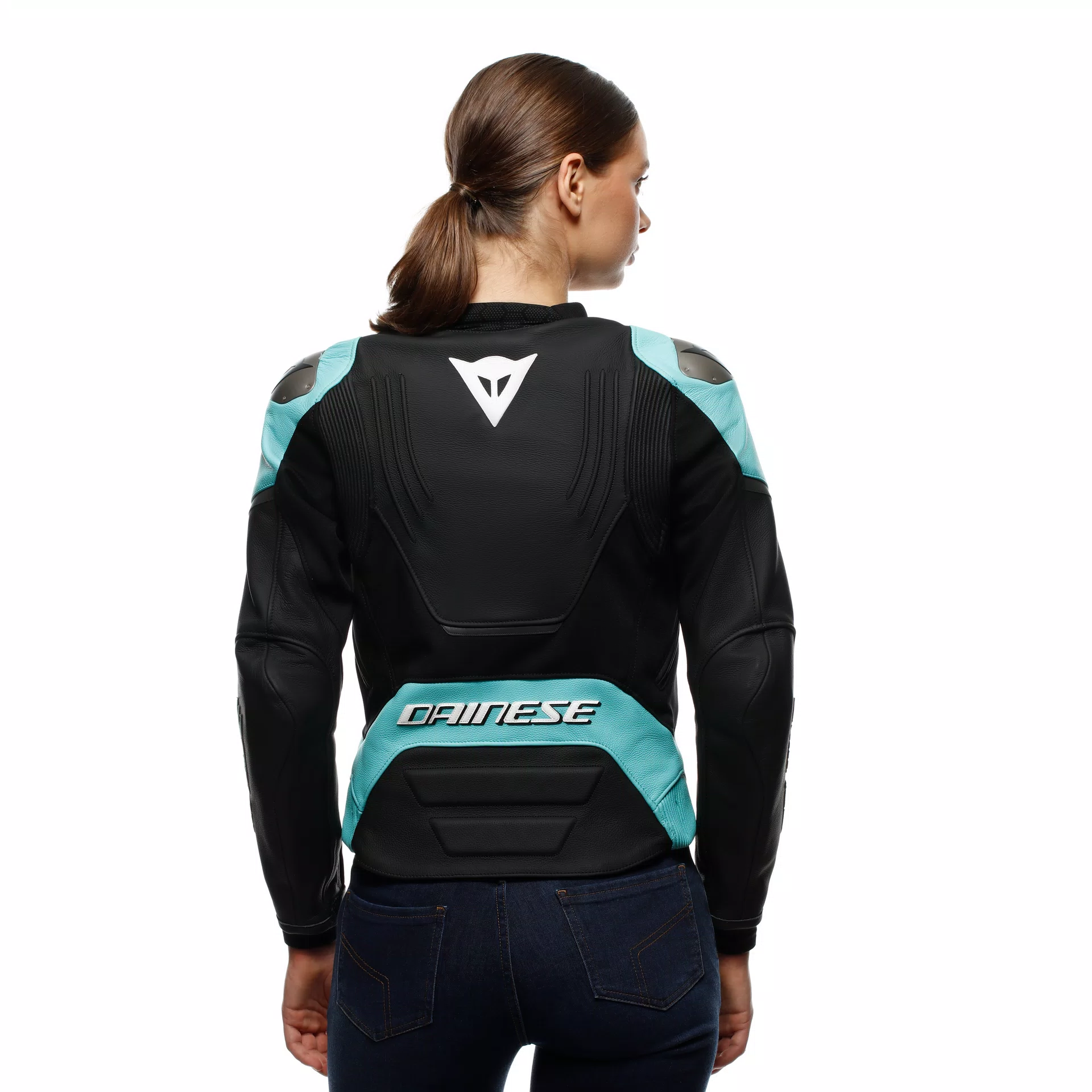 RACING 5 - WOMEN'S LEATHER MOTORCYCLE JACKET | BLACK/WATER | Dainese