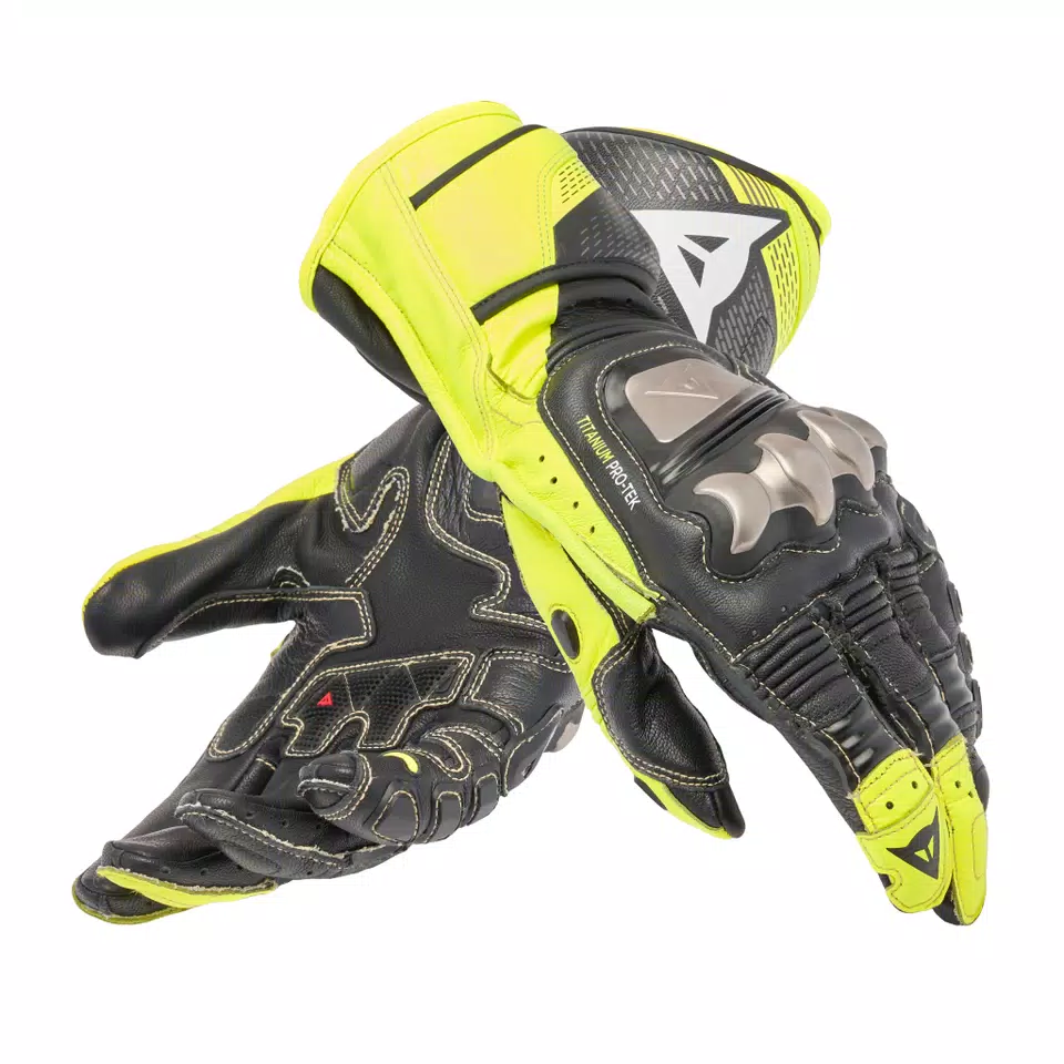 FULL METAL 7 - MEN'S MOTORCYCLE RACING LEATHER GLOVES | BLACK/YELLOW ...
