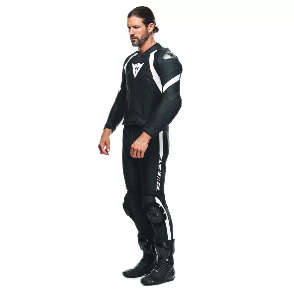 AVRO 4 LEATHER 2PCS SUIT S/T | BLACK-MATT/BLACK-MATT/WHITE | Dainese
