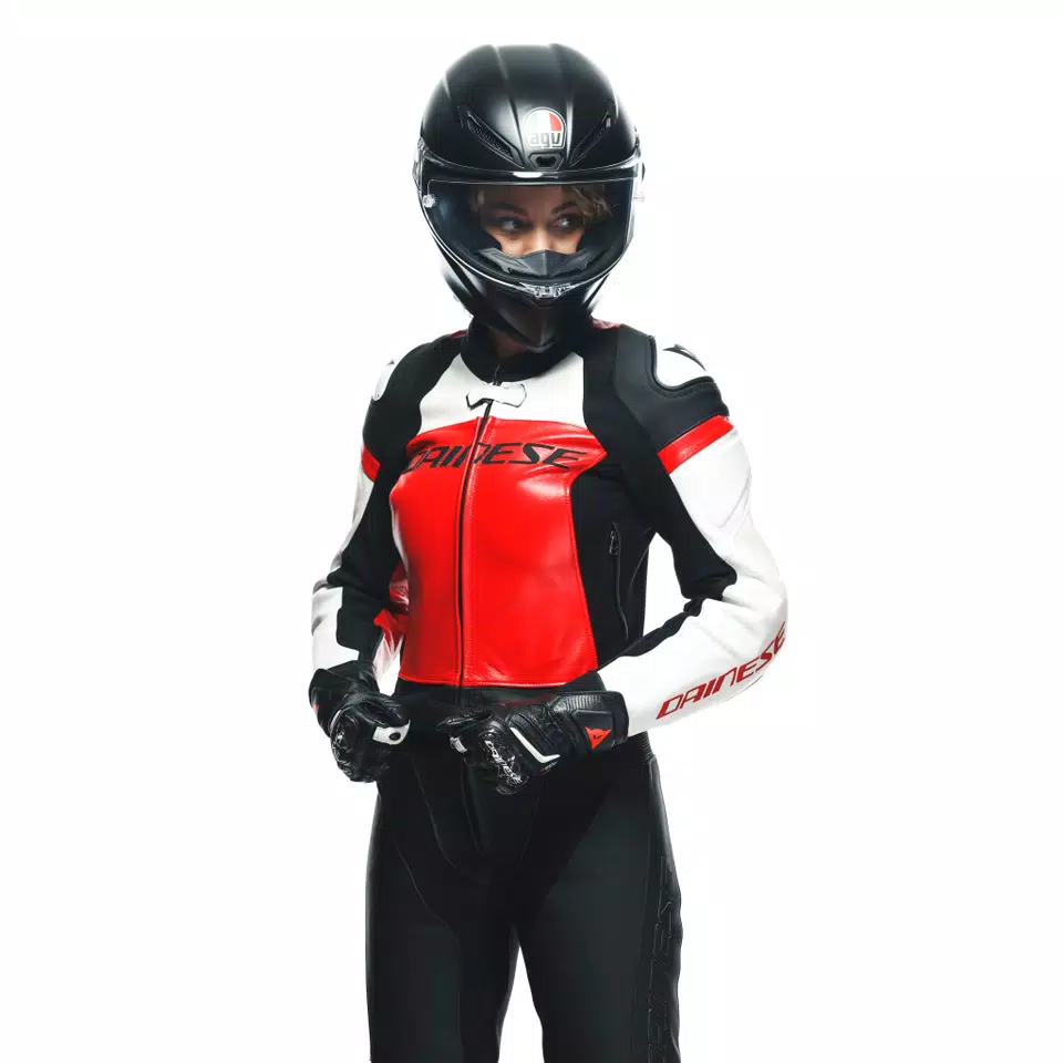 MIRAGE LADY LEATHER 2PCS SUIT | BLACK/LAVA-RED/WHITE | Dainese