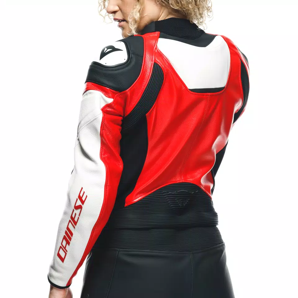 MIRAGE LADY LEATHER 2PCS SUIT S/T | BLACK/LAVA-RED/WHITE | Dainese