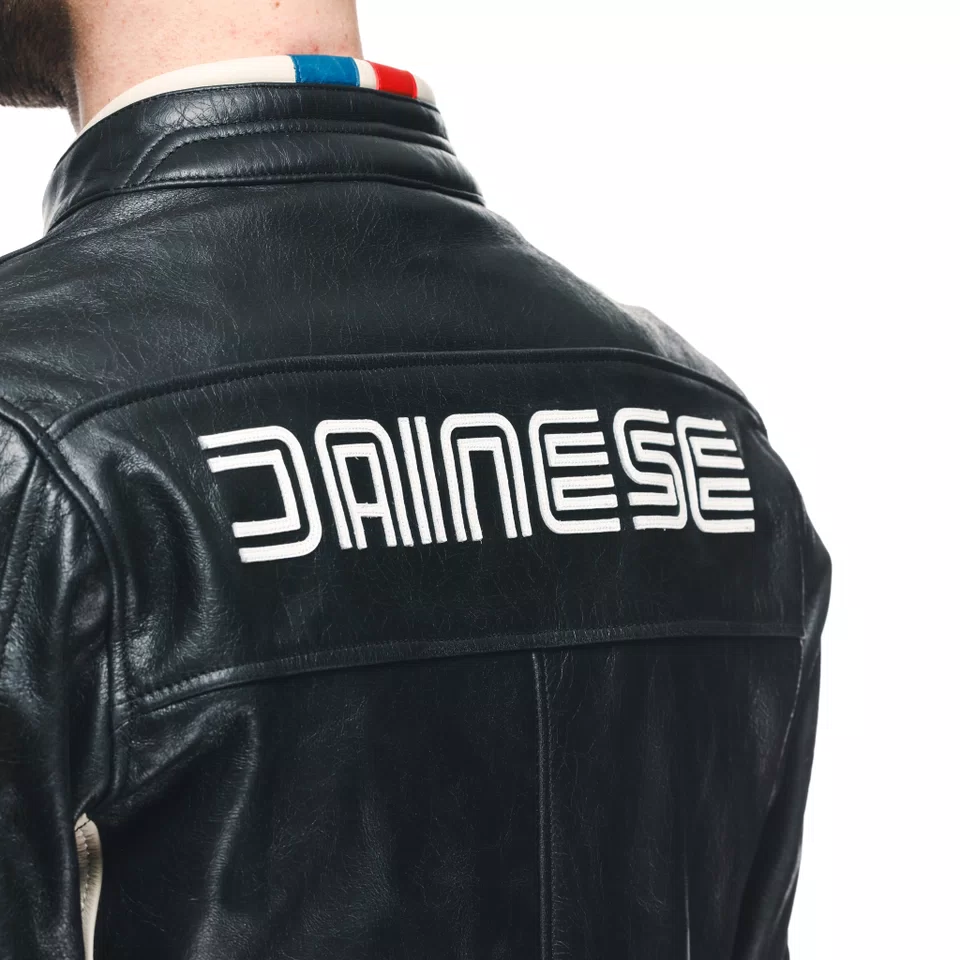 HF D1 LEATHER JACKET | BLACK/RED/BLUE | Dainese
