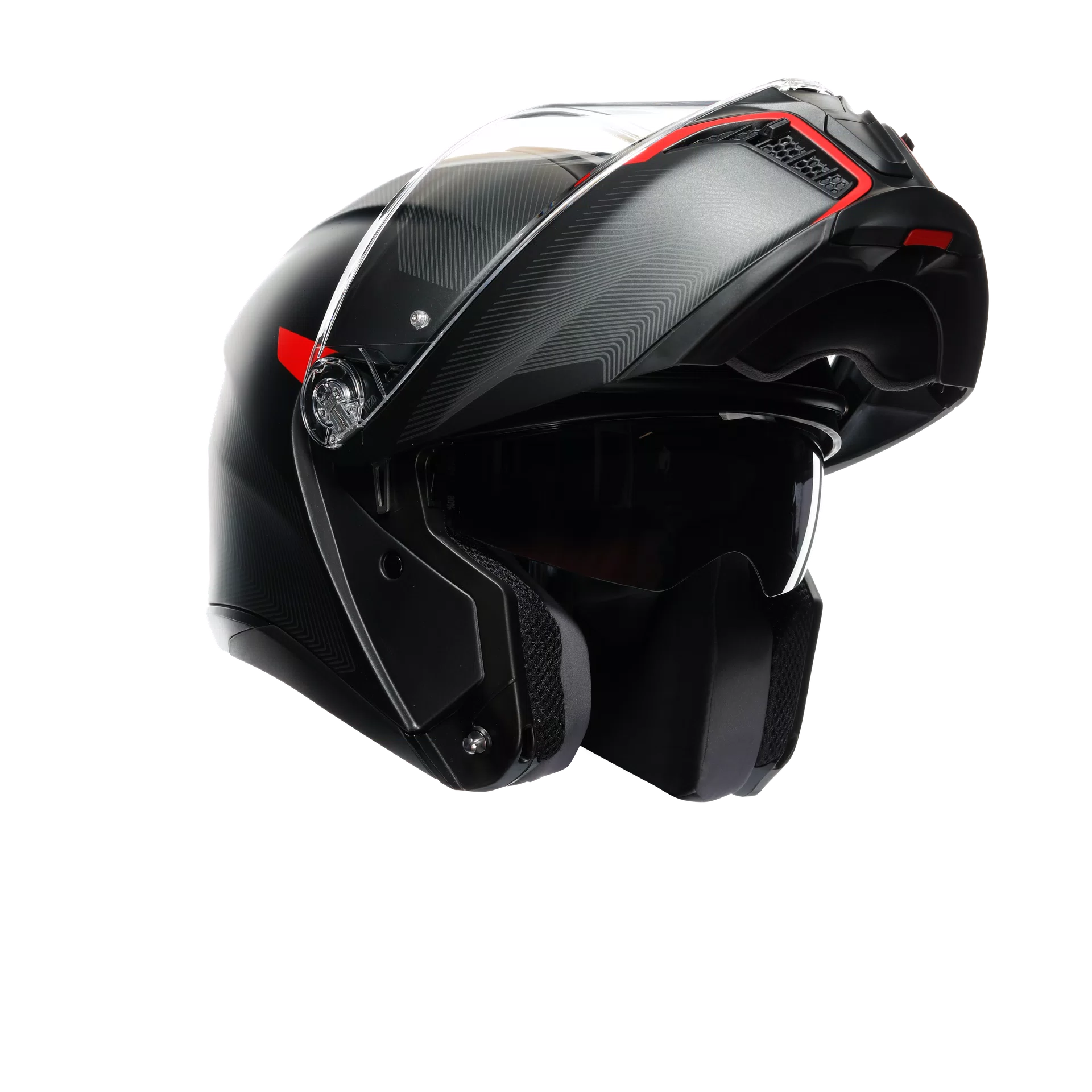 Open Face Helmet TOURMODULAR FREQUENCY MATT GUNMETAL/RED - MOTORBIKE FLIP UP HELMET E2206 | AGV