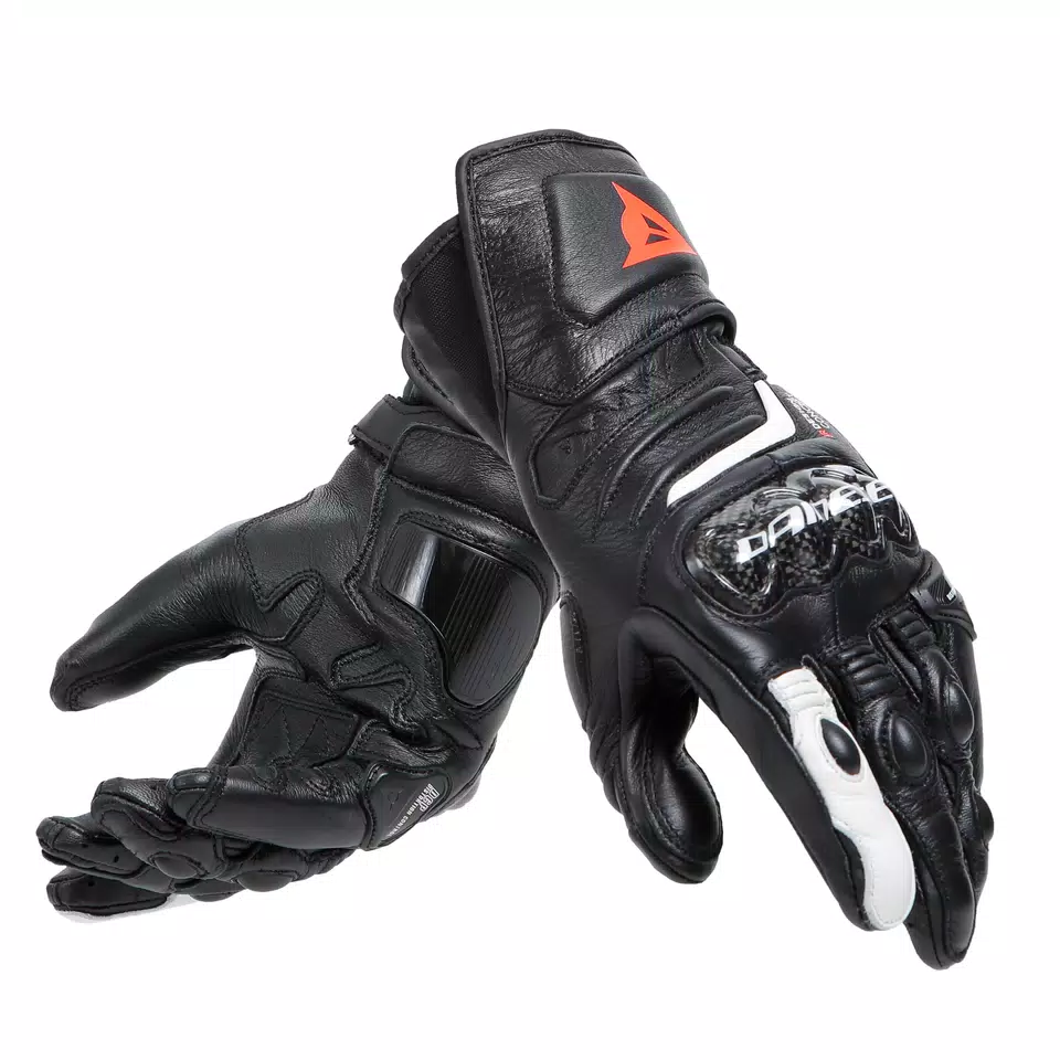 CARBON 4 LONG LADY LEATHER GLOVES | BLACK/BLACK/WHITE | Dainese