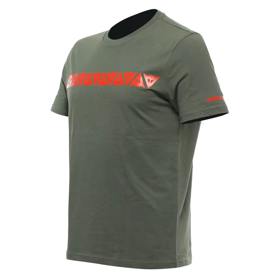DAINESE T-SHIRT STRIPES | CLIMBING-IVY/FLUO-RED | Dainese