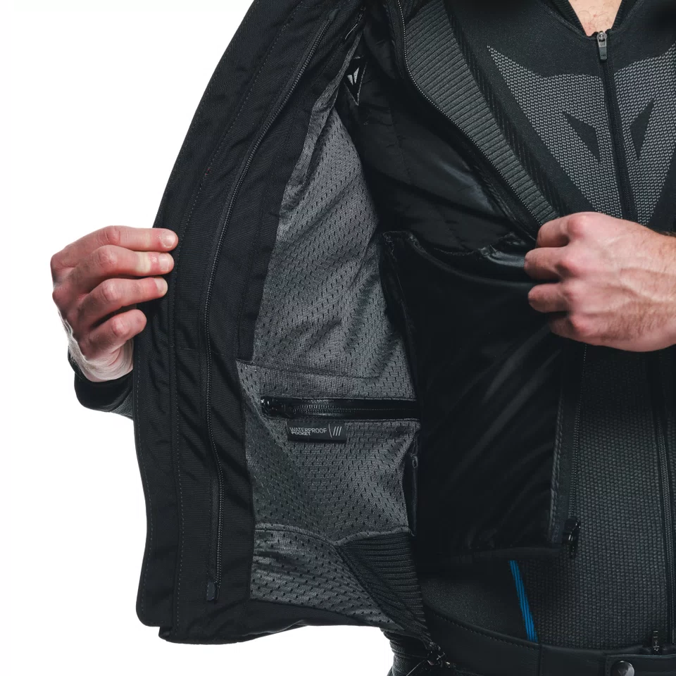 AVRO 5 LEATHER JACKET | BLACK/RED-LAVA/WHITE | Dainese