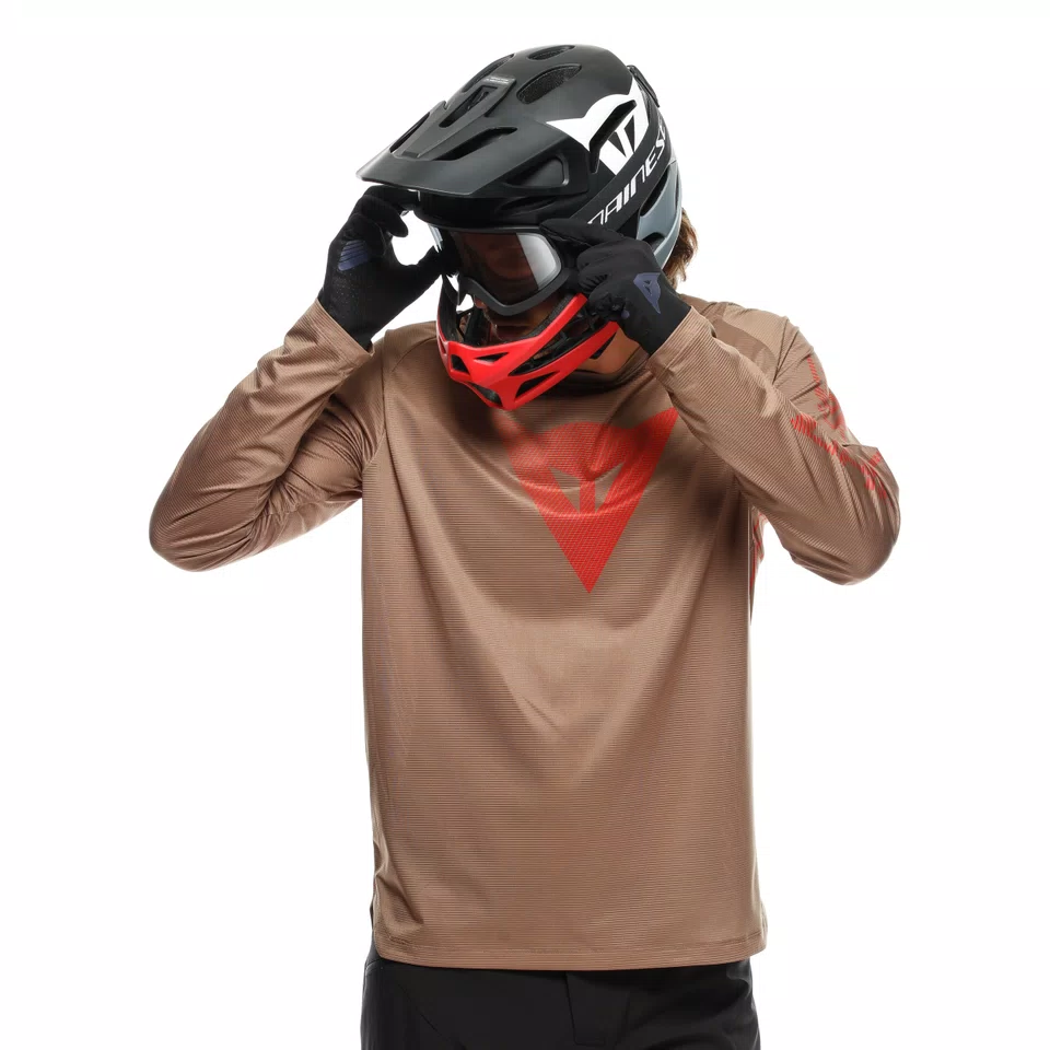 HG AER JERSEY LS - MEN'S LONG SLEEVE BIKE T-SHIRT | BROWN/RED | Dainese
