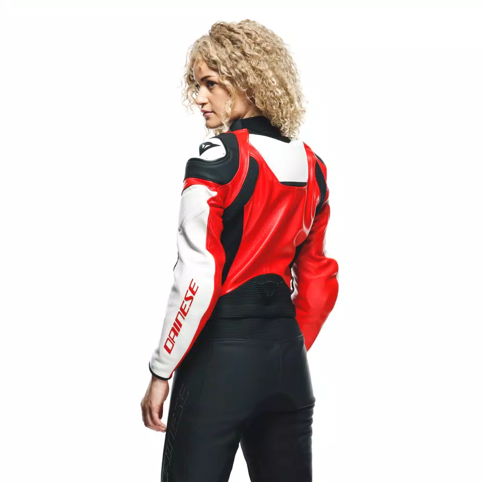 MIRAGE LADY LEATHER 2PCS SUIT | BLACK/LAVA-RED/WHITE | Dainese