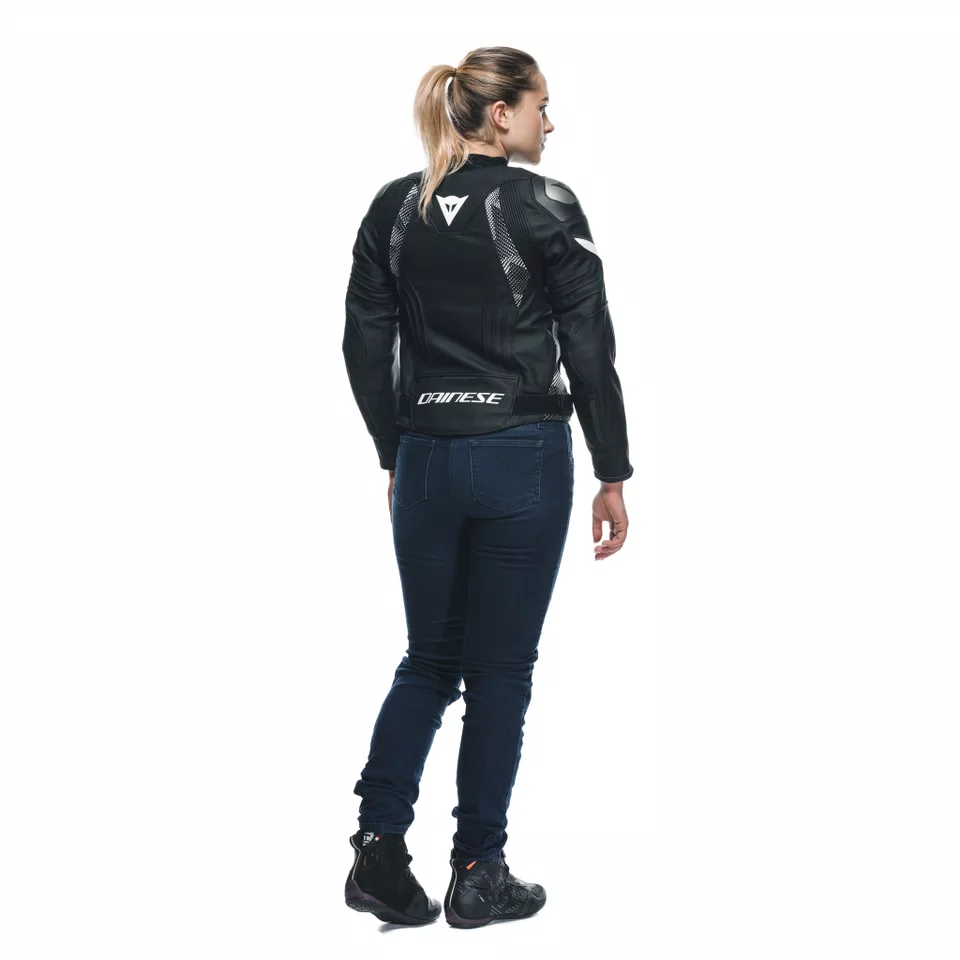 AVRO 5 - WOMEN'S MOTORCYCLE LEATHER JACKET | BLACK/BLACK/WHITE | Dainese
