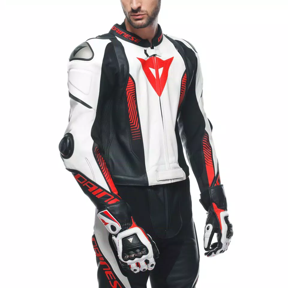 LAGUNA SECA 5 2PCS LEATHER SUIT | BLACK/WHITE/LAVA-RED | Dainese
