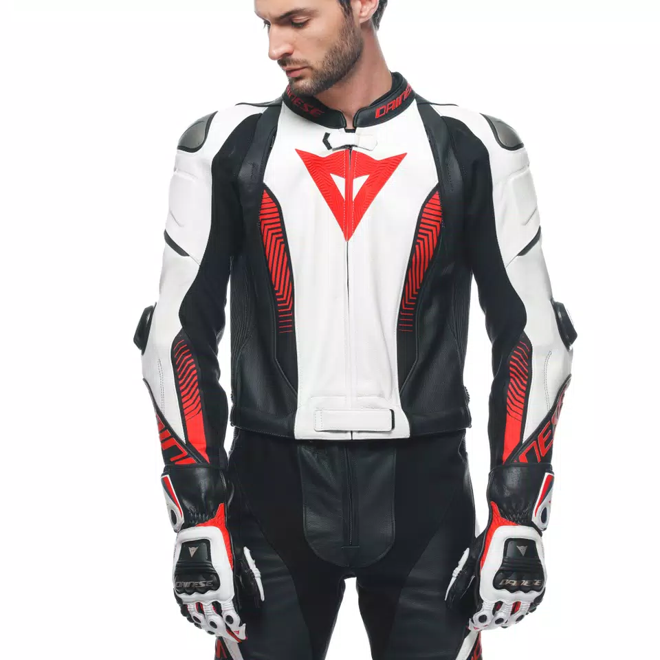 LAGUNA SECA 5 - MEN'S 2-PIECE MOTORCYCLE LEATHER SUIT | BLACK/WHITE ...